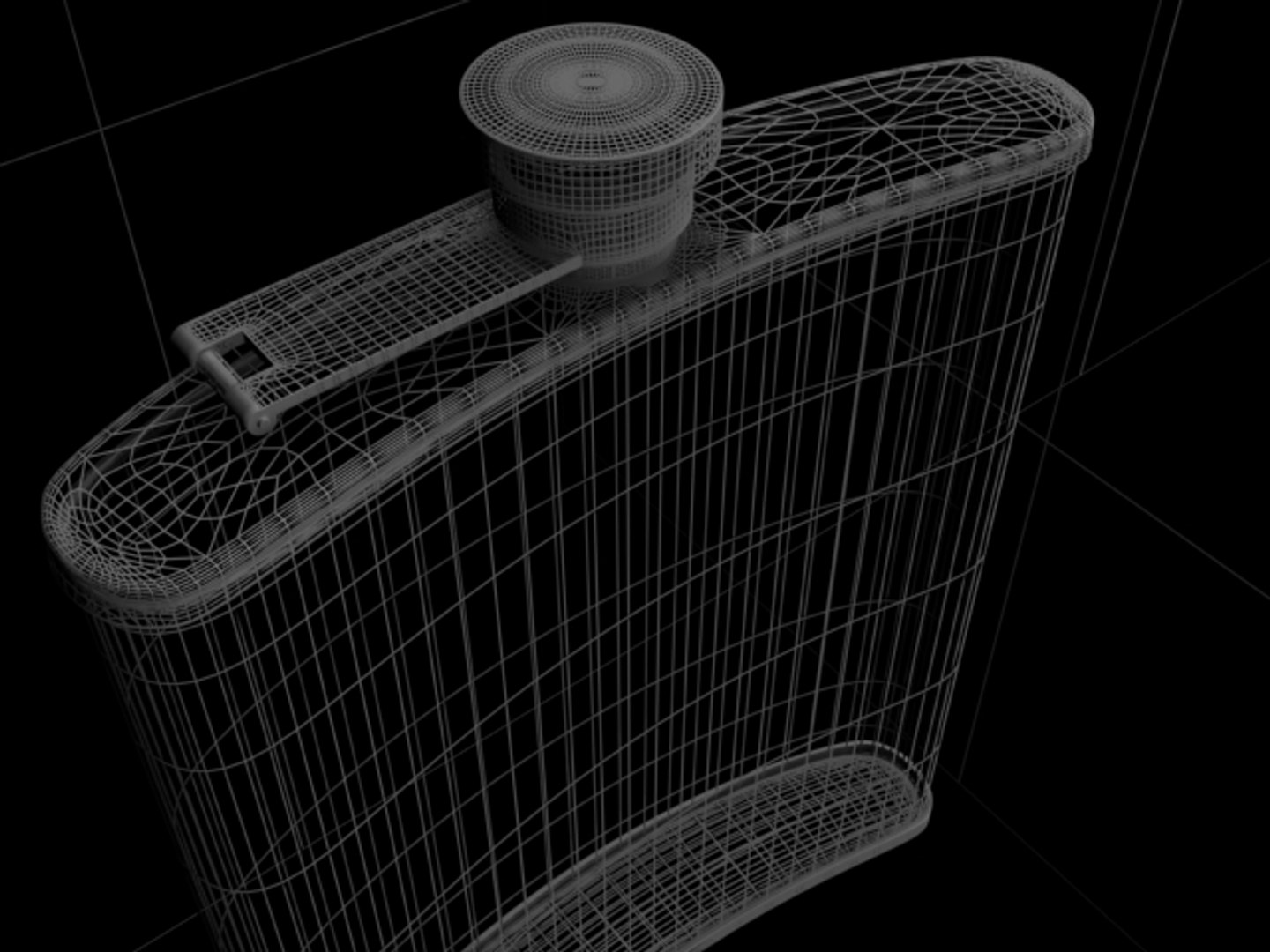 3d chrome bent flask model