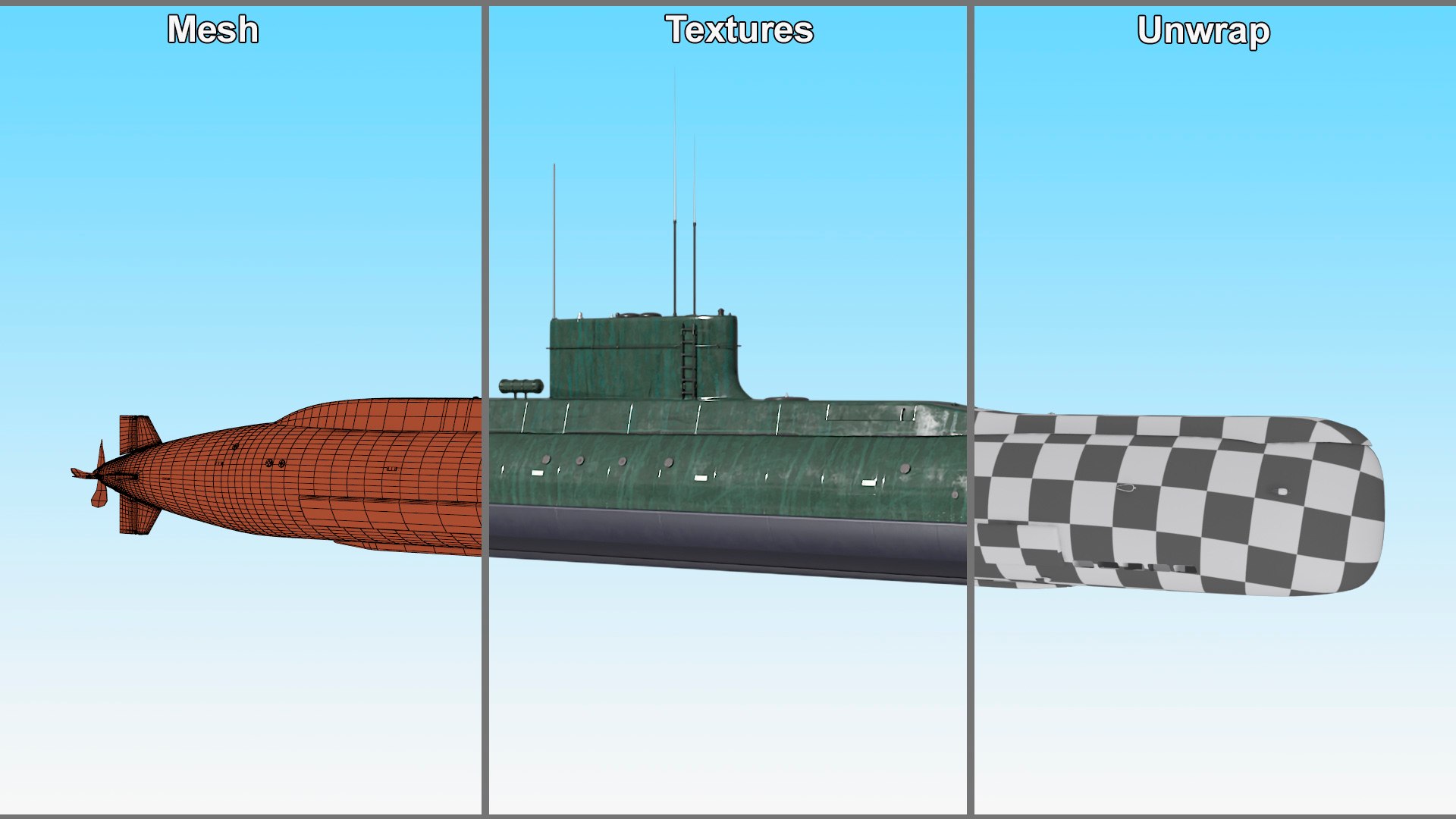 Military Semi Heavy Submarine 3D Model - TurboSquid 2302462