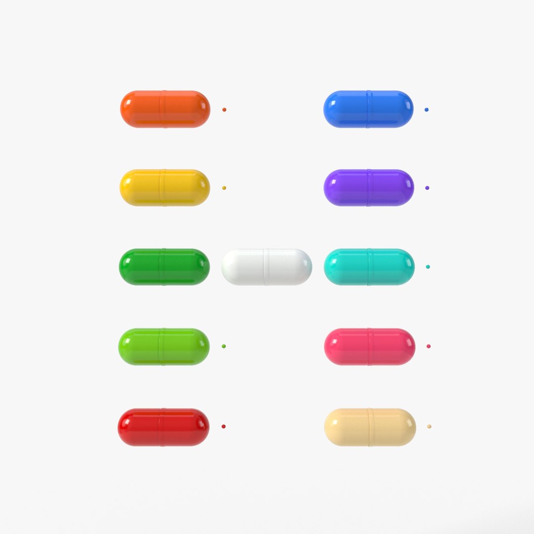 3D Capsule pill with 4K PBR tex and color variations - TurboSquid 1715665