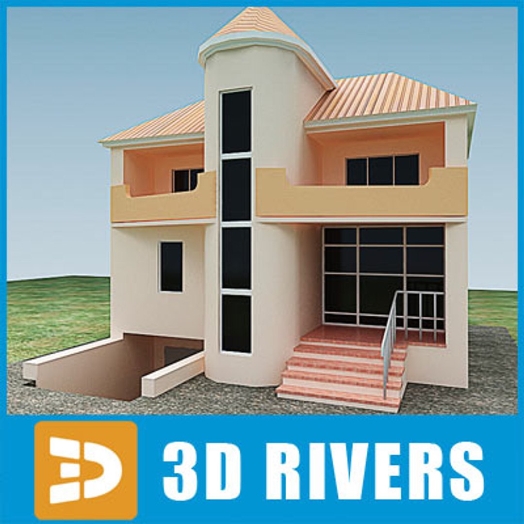Small Town House Building 3d Model