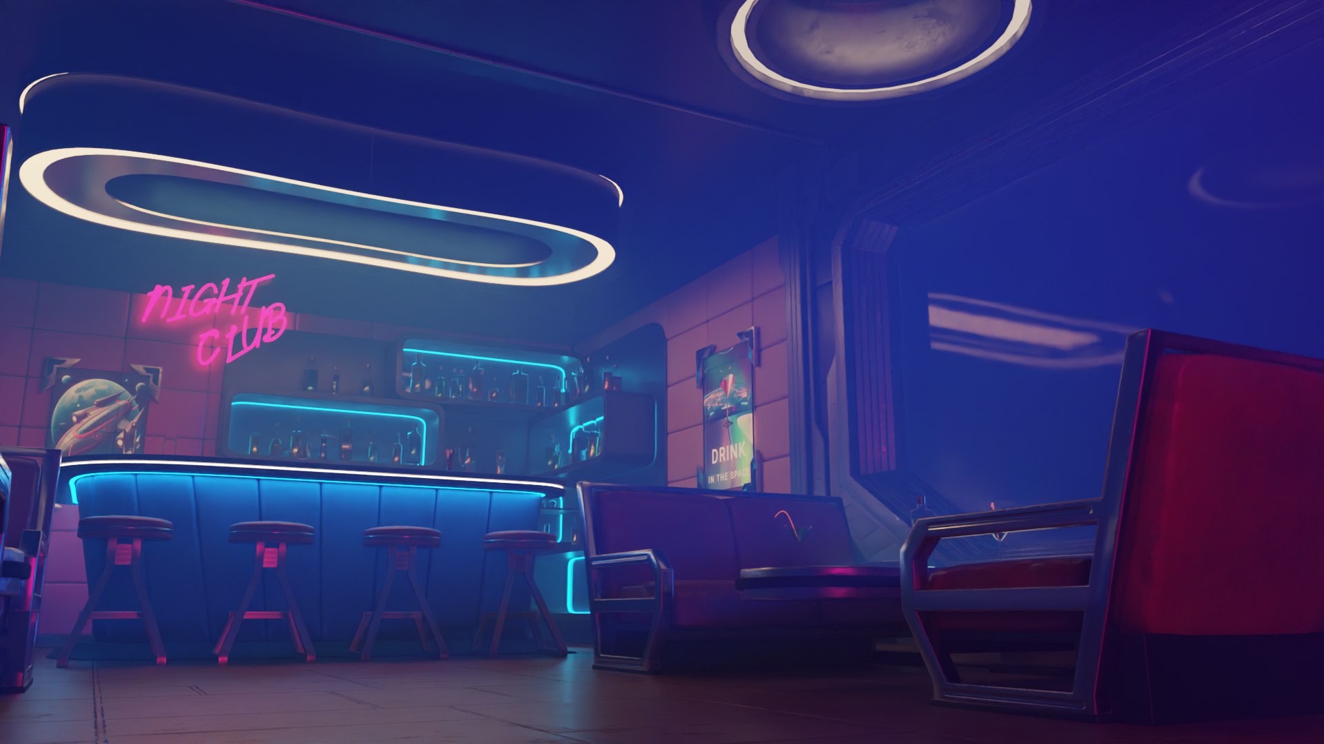 NightClub - Futuristic Pub Ambience Asset 3D model - TurboSquid 2174968
