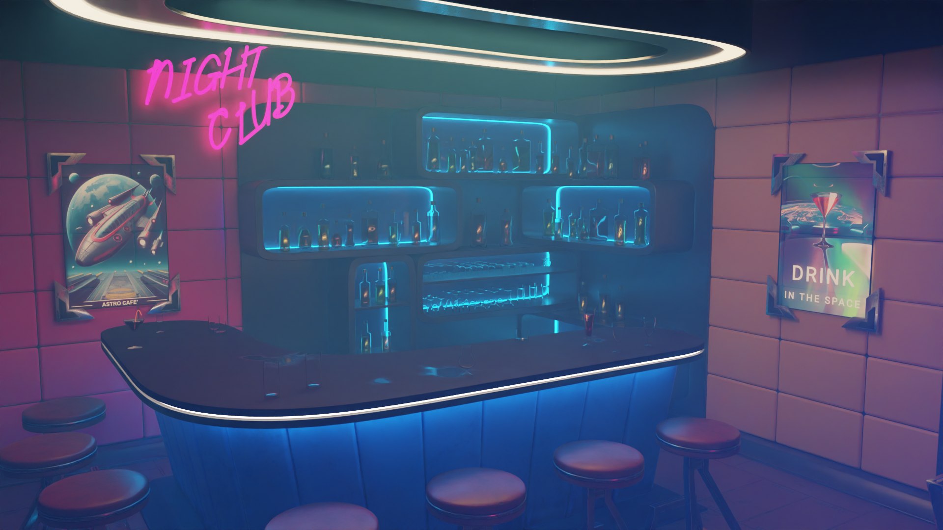 NightClub - Futuristic Pub Ambience Asset 3D model - TurboSquid 2174968