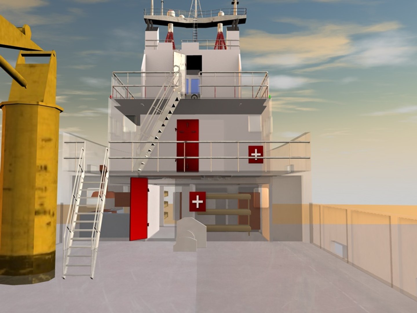 3d Model Workboat Interiors Details