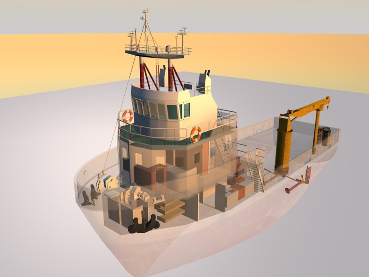 3d Model Workboat Interiors Details