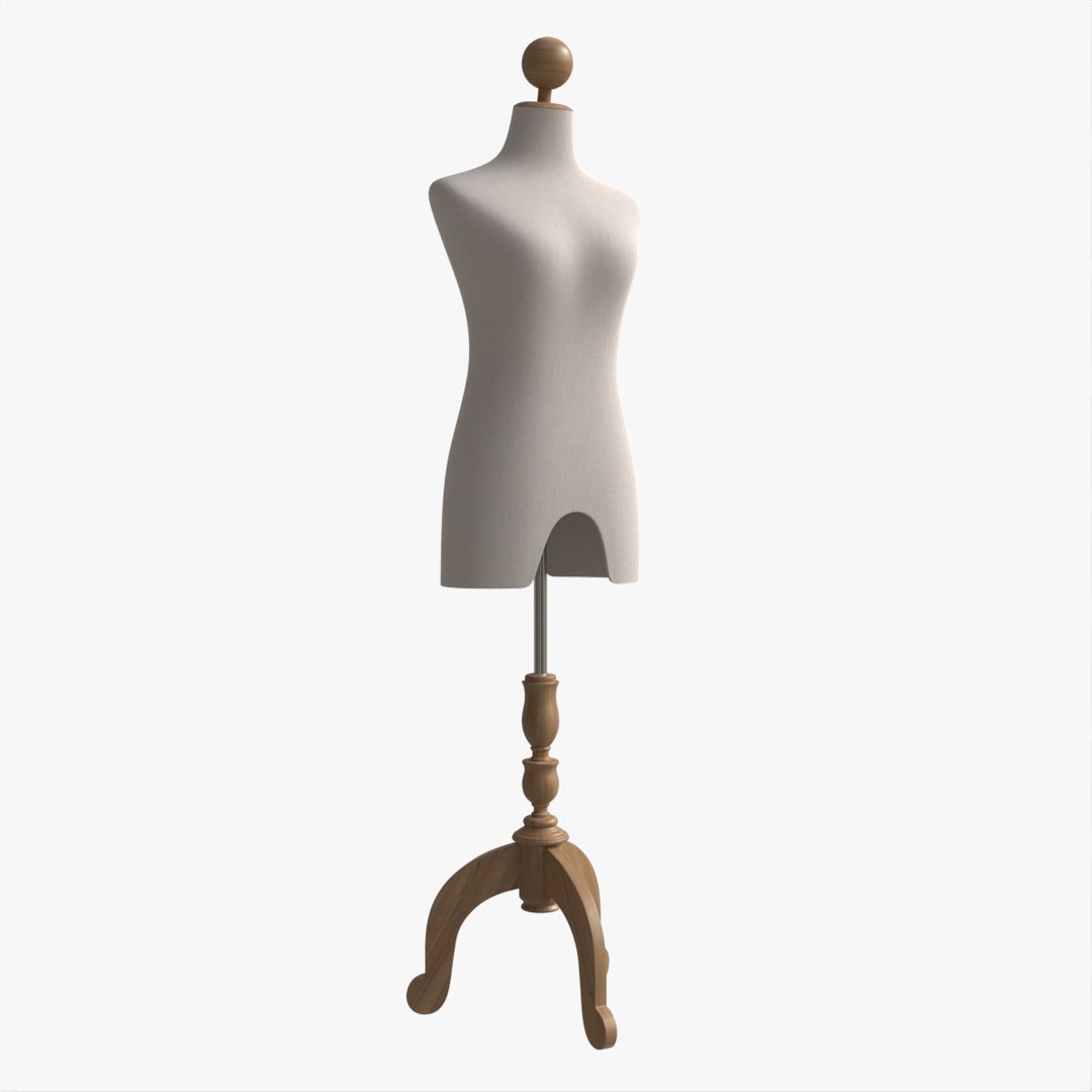 3D Model Upper Body Female Mannequin On Wooden Tripod - TurboSquid 2055455