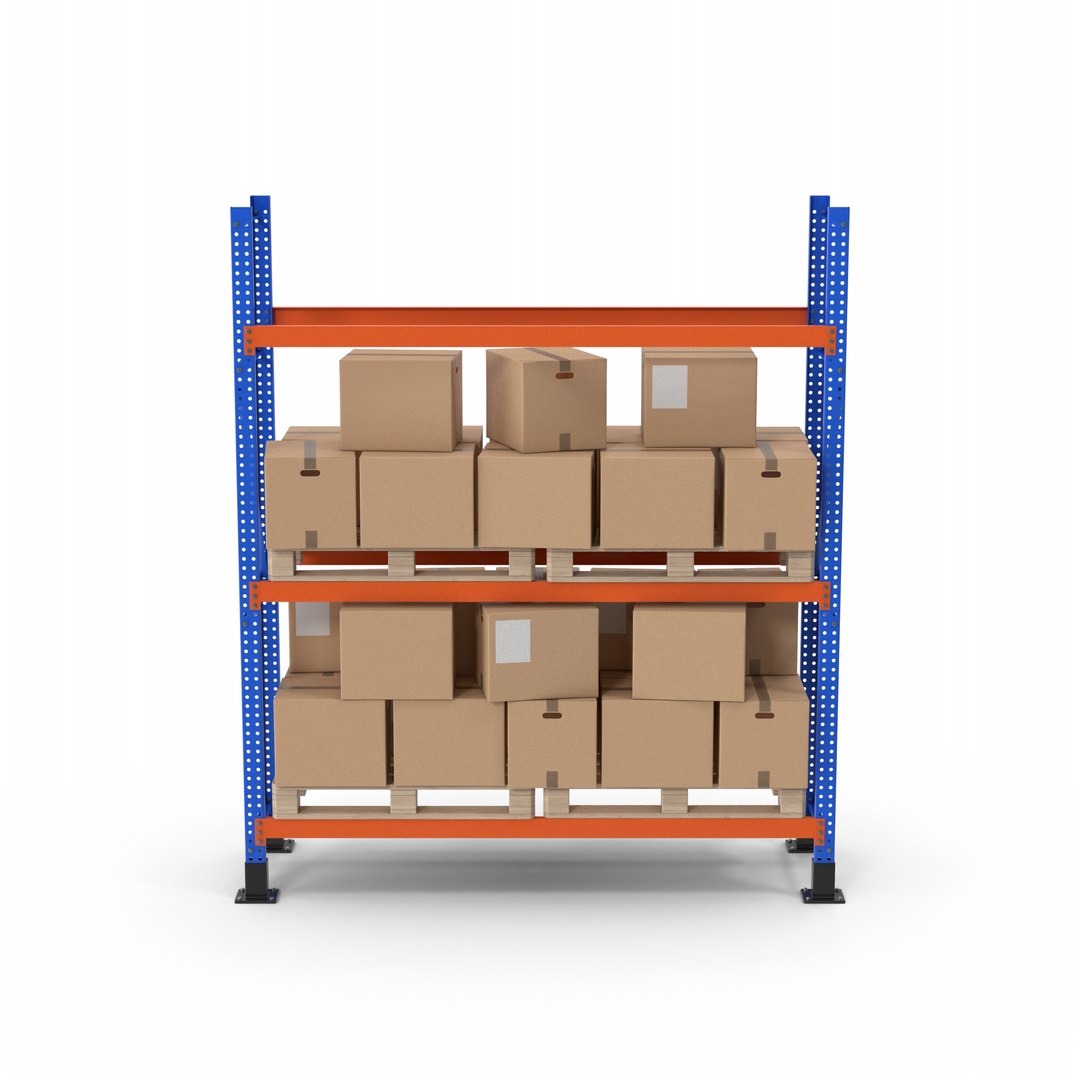 Pallet Rack And Cardboard Boxes 3D Model - TurboSquid 2161164