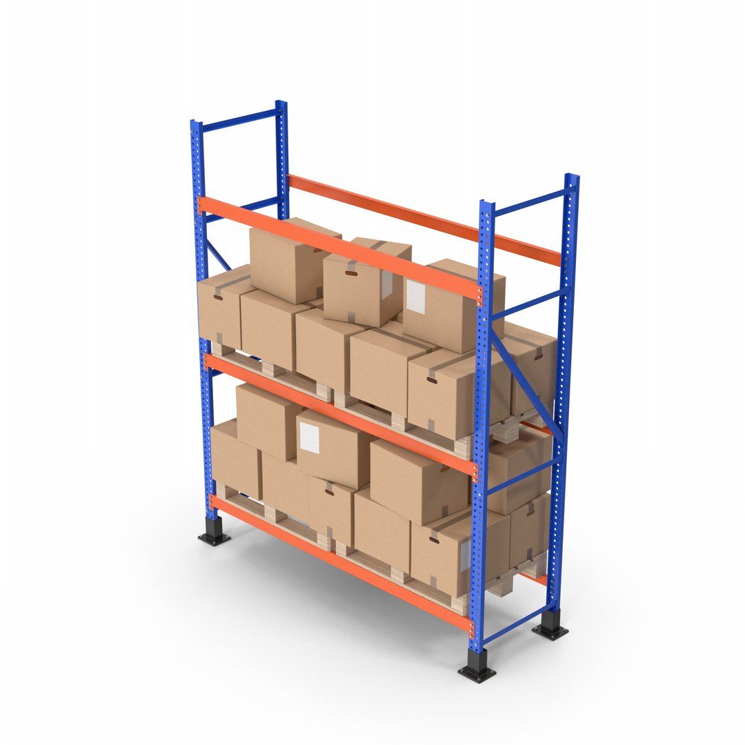 Pallet Rack And Cardboard Boxes 3D Model - TurboSquid 2161164