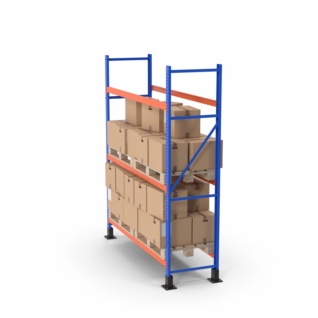 Pallet Rack And Cardboard Boxes 3D Model - TurboSquid 2161164