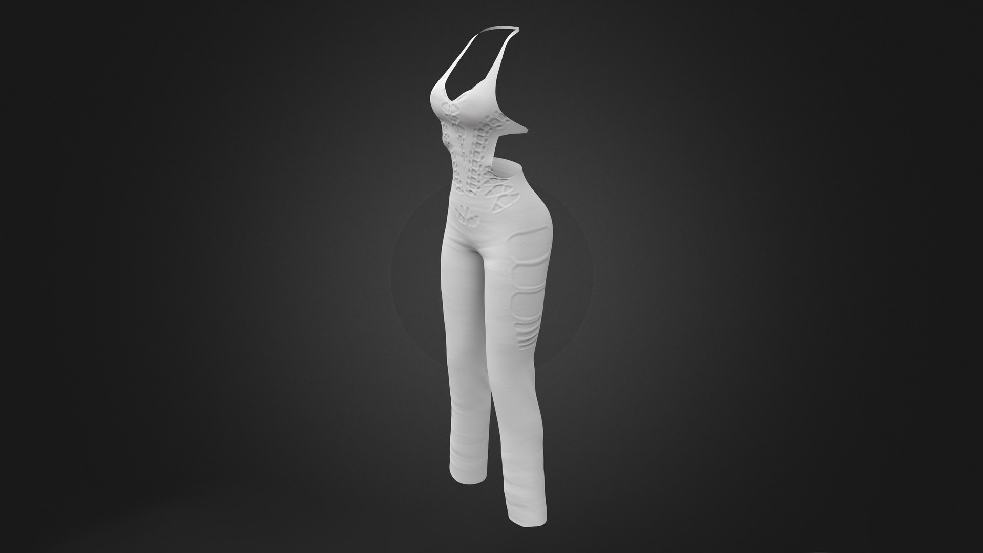 3D Full Body Black Halter Neck Cutout Coverall Model - TurboSquid 1946256