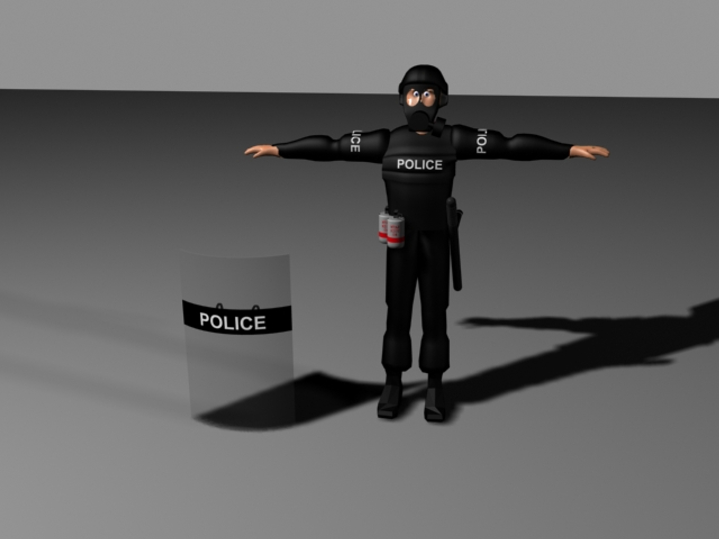 3d riot police officer man
