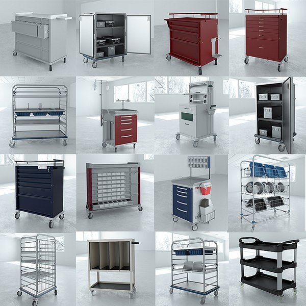 3D narrow lab cart model - TurboSquid 1228074