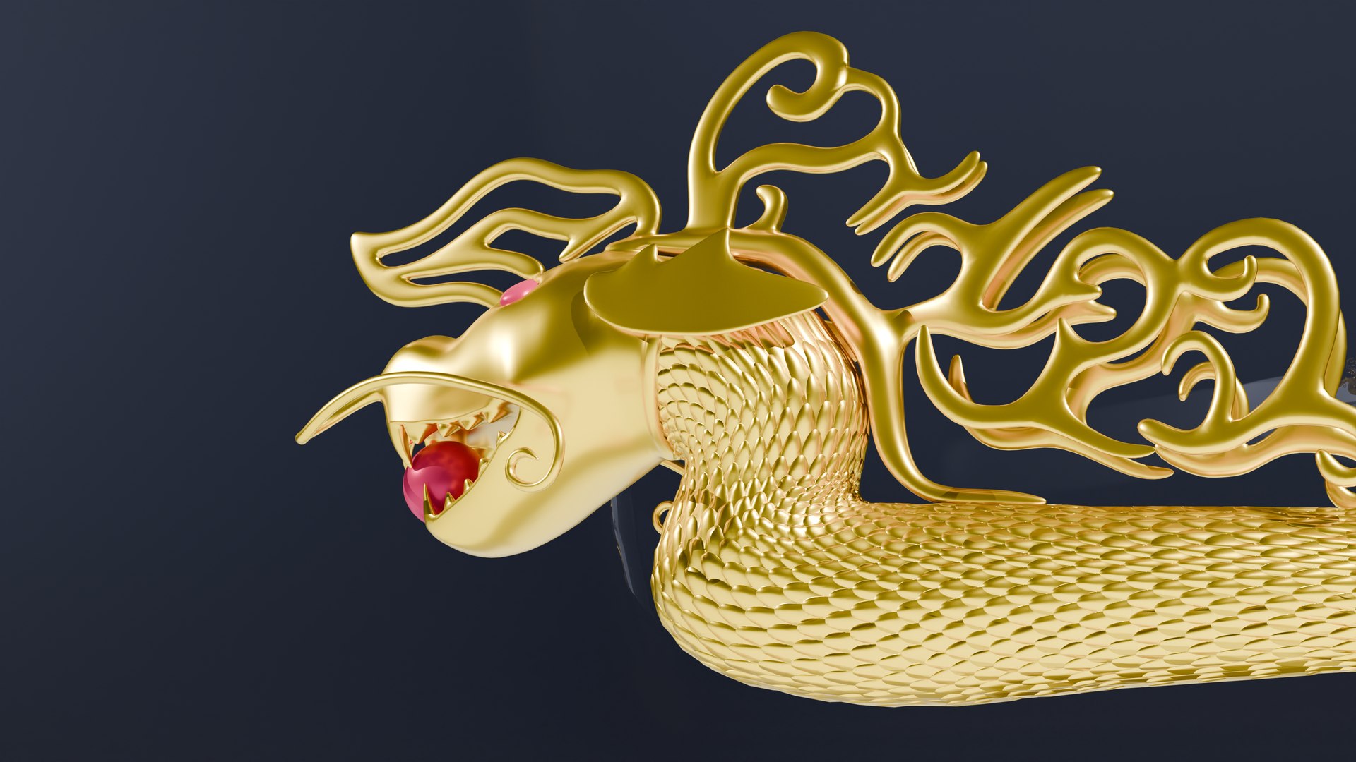 3D Korean Hairpin - Binyeo - Golden Dragon - TurboSquid 2242948