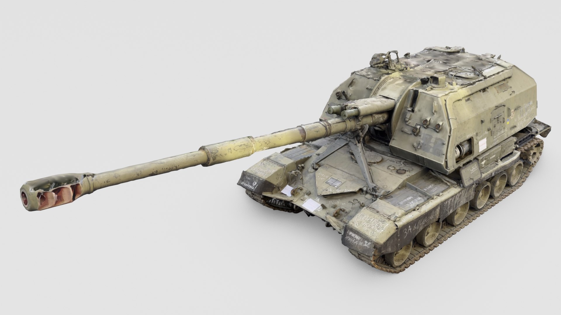 3D Destroyed 2S19 Msta 152 Mm Self-propelled Howitzer M1990 Farm ...