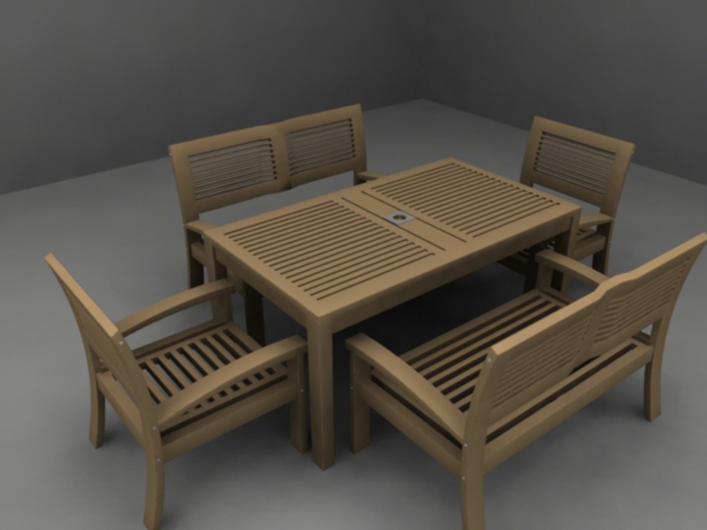 3d Wooden Outdoor Table Chair Model