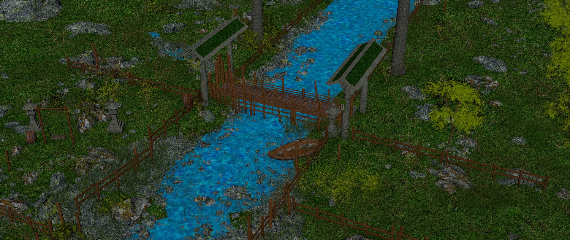 3D Model Fantasy Asian River Bridge - TurboSquid 1960177