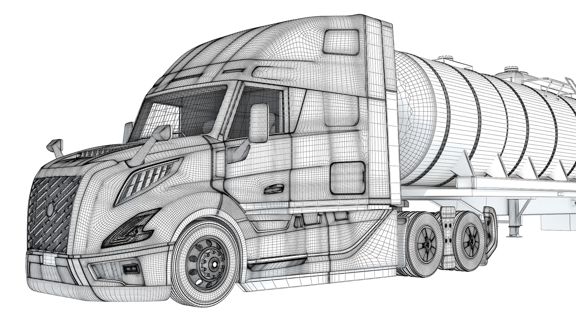 2024 Truck With Tank Semi Trailer 3D - TurboSquid 2222937