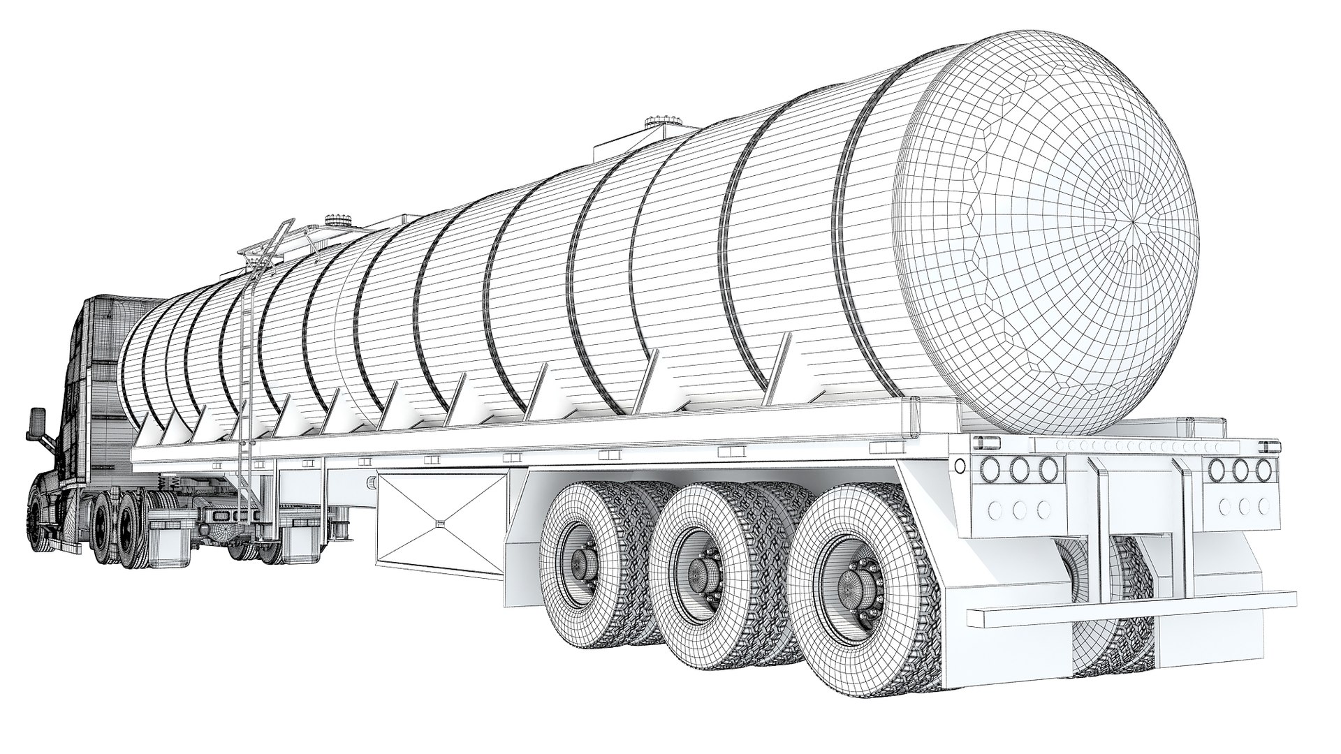 2024 Truck With Tank Semi Trailer 3D - TurboSquid 2222937
