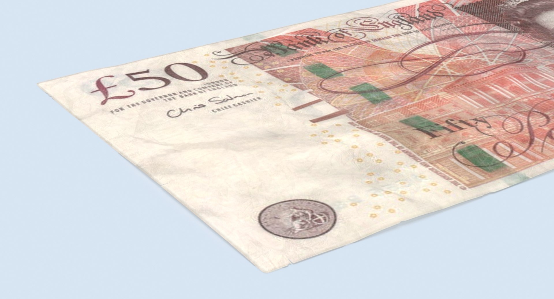 3d Model 50 Pound Note Distressed