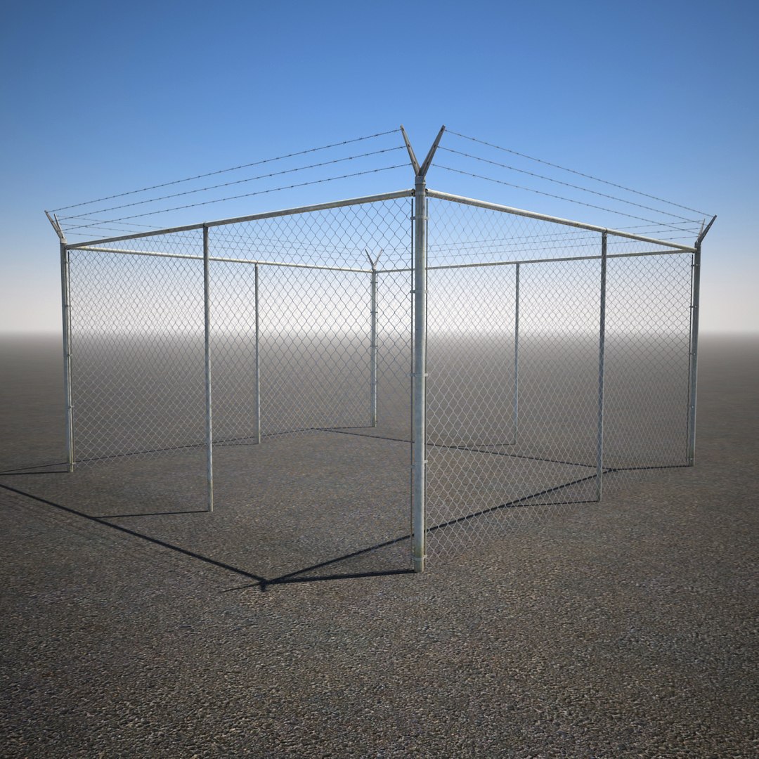 tall barbed wire chain link 3d model