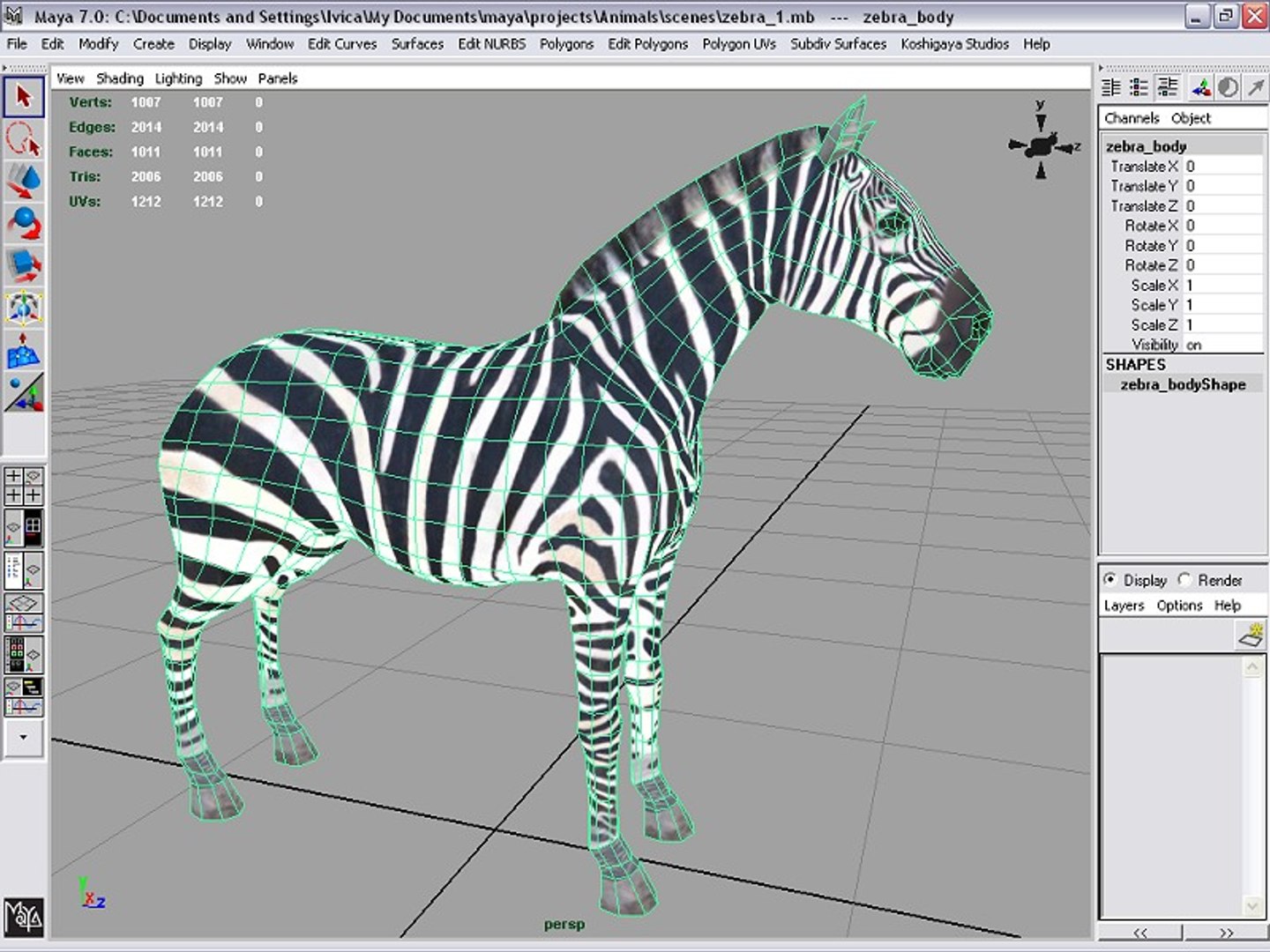 3d Model Zebra Uv