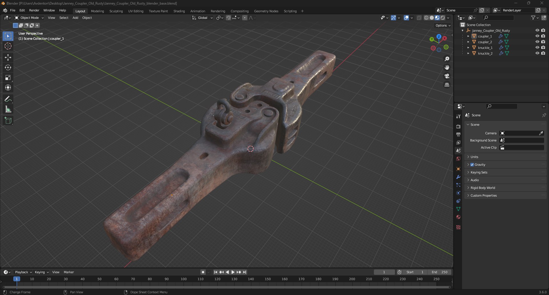 3D Janney Coupler Old Rusty - TurboSquid 2307842