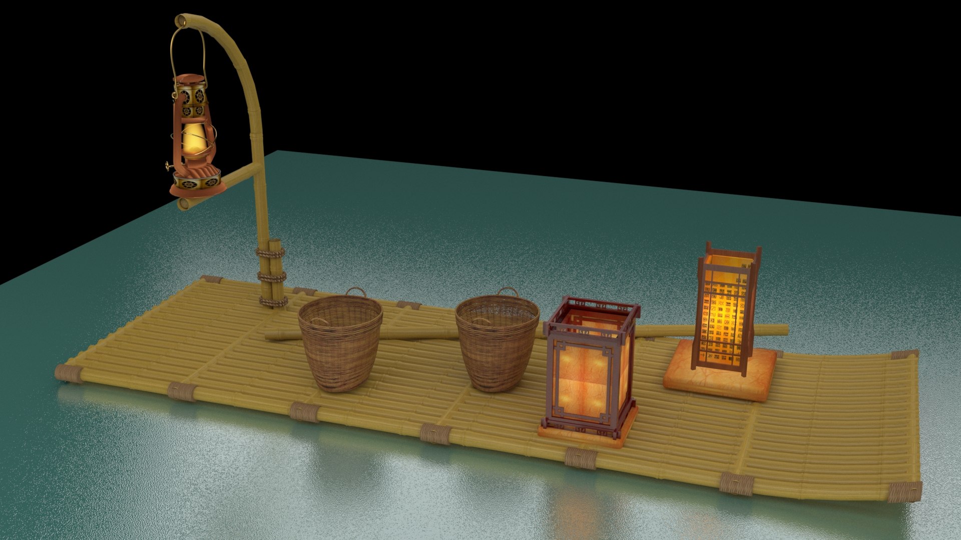 3D chinese fishing raft - TurboSquid 1676732