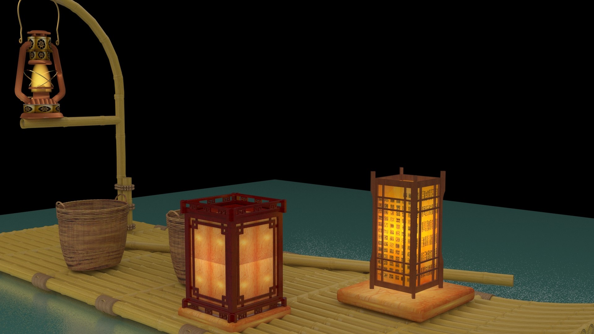 3D chinese fishing raft - TurboSquid 1676732