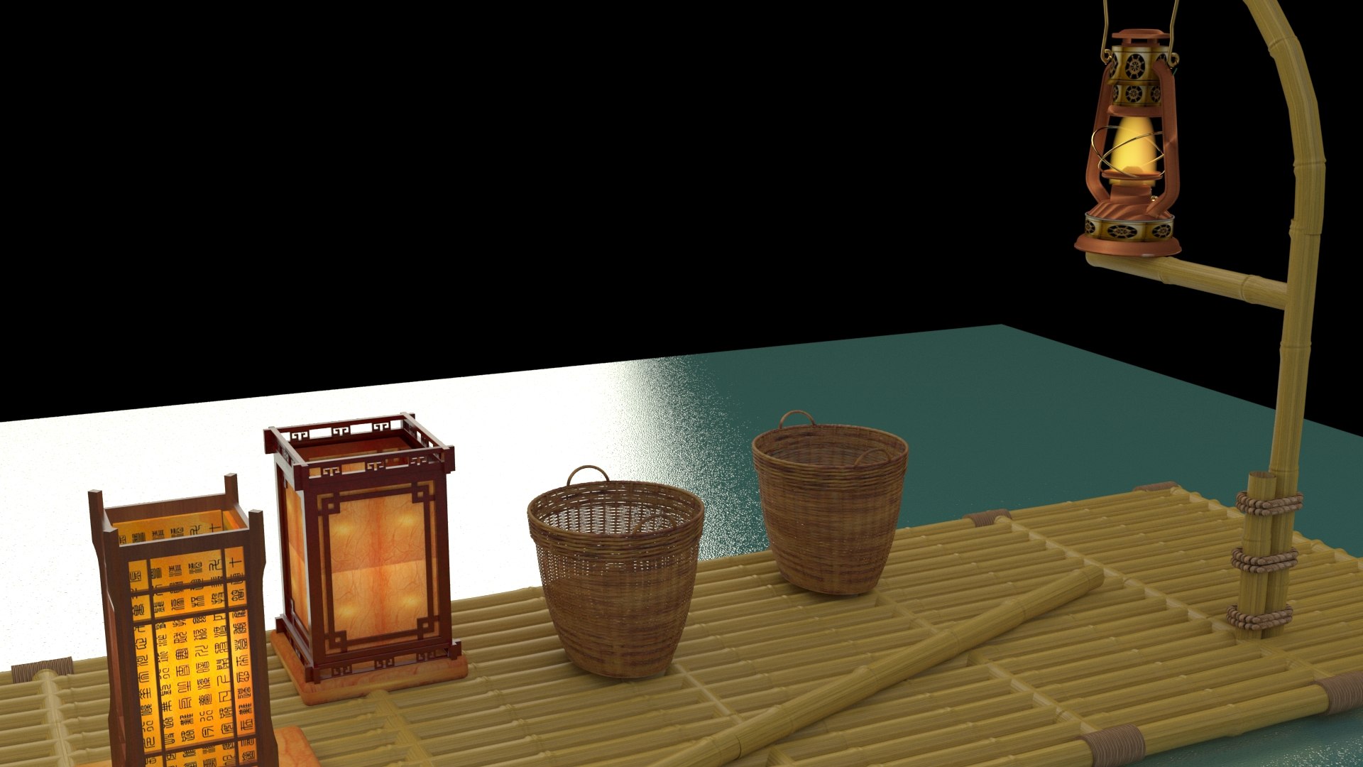 3D chinese fishing raft - TurboSquid 1676732