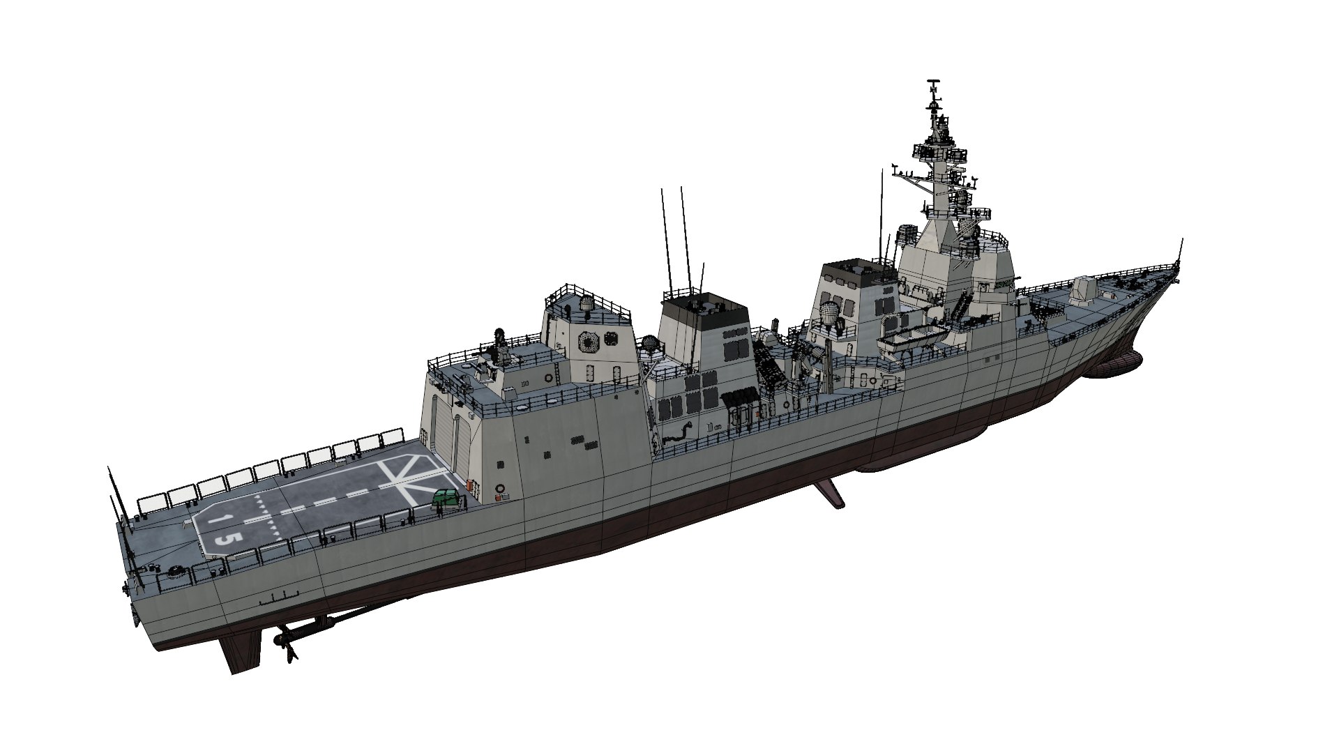 3D JMSDF Akizuki Class Destroyer Model - TurboSquid 2175437
