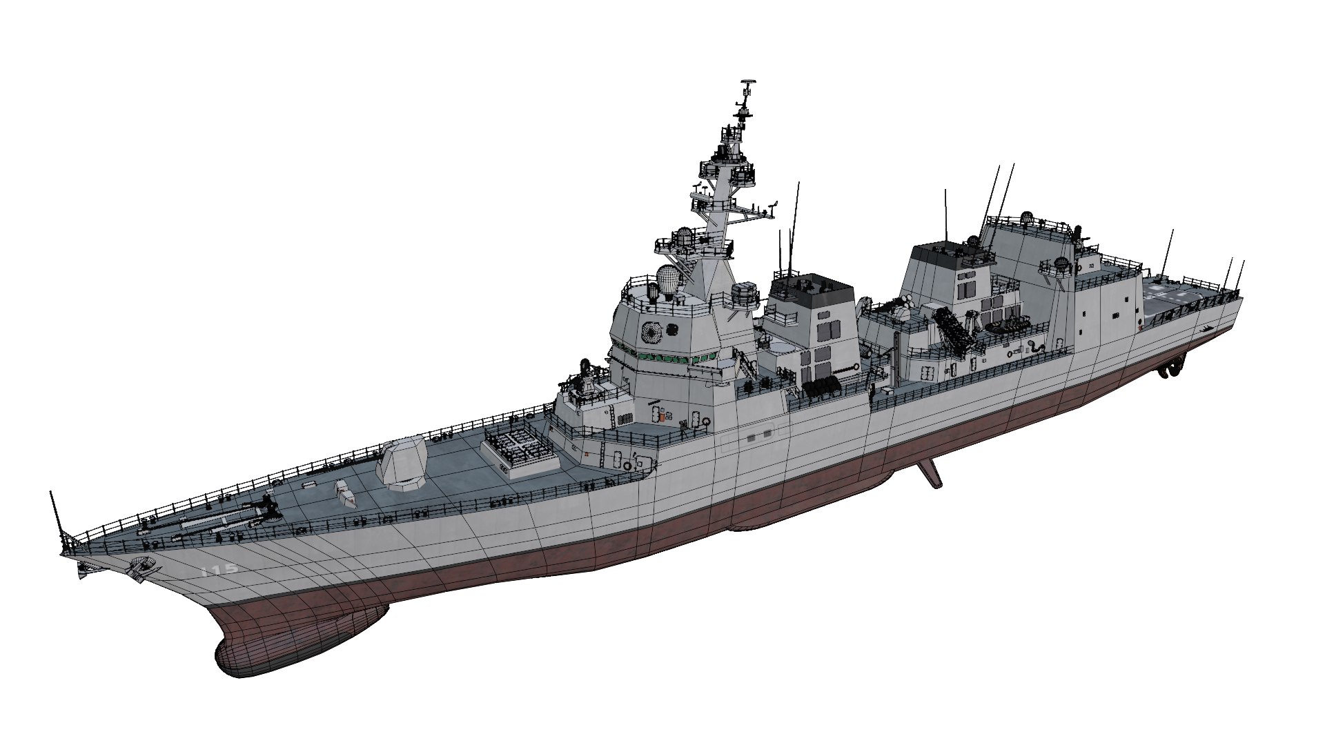 3D JMSDF Akizuki Class Destroyer Model - TurboSquid 2175437