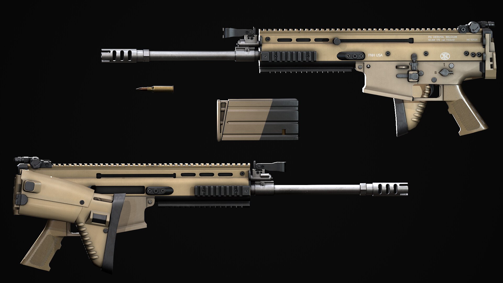 FN Scar L AAA Game Ready PBR Low-poly 3D Model Model - TurboSquid 2003967