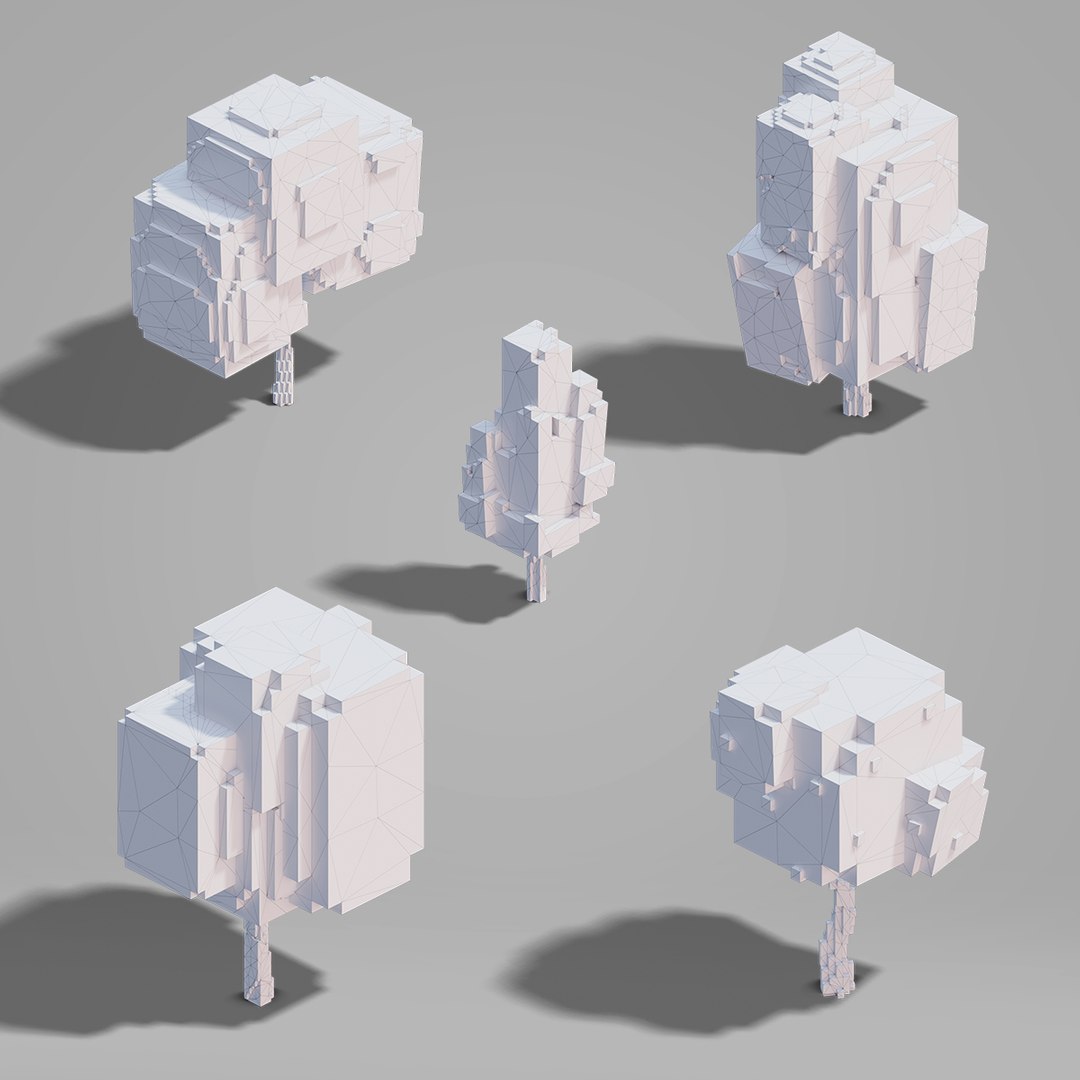 3D Set Trees Blocky Model - TurboSquid 1530860