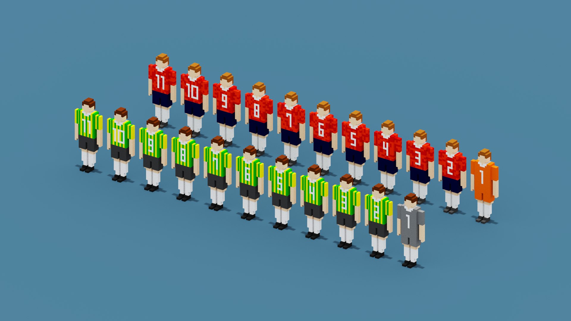 Voxel Soccer Team Players Model - TurboSquid 2062137