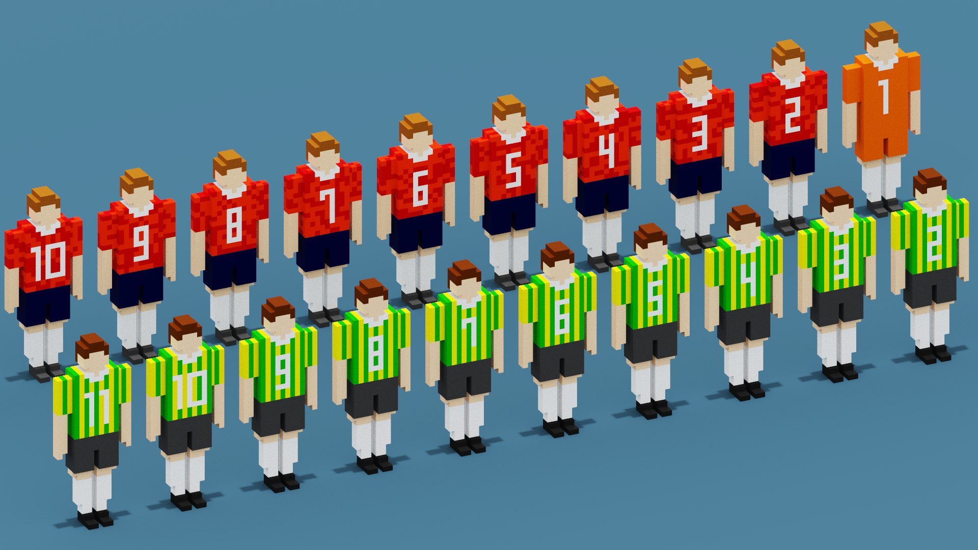 Voxel Soccer Team Players Model - TurboSquid 2062137