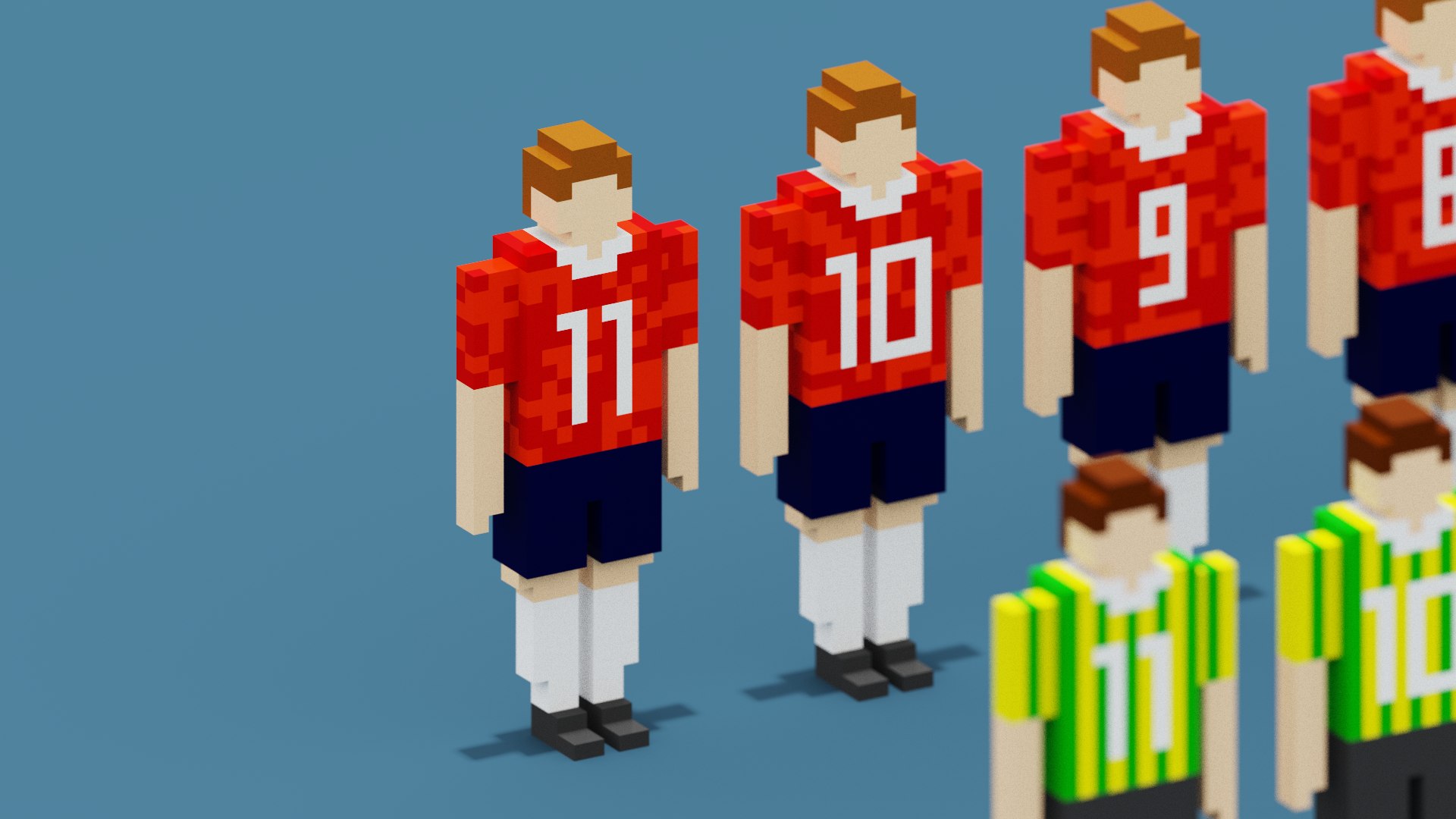 Voxel Soccer Team Players Model - TurboSquid 2062137