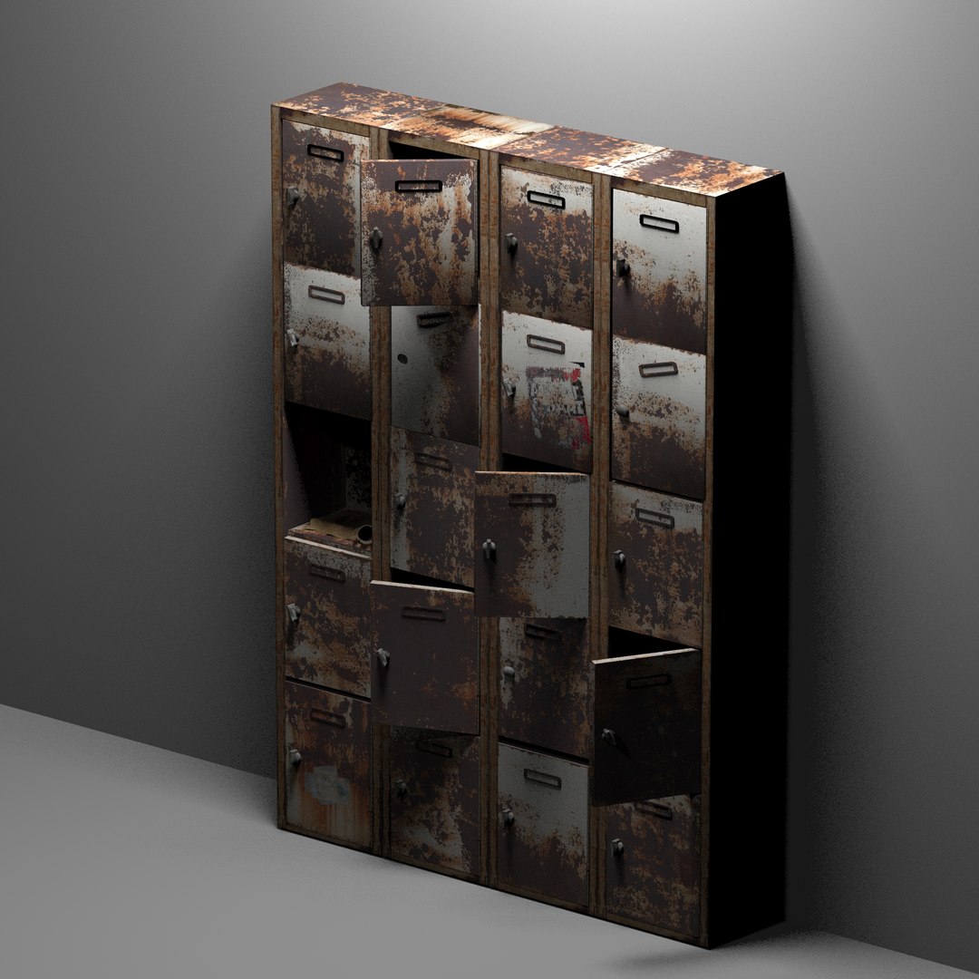 3D Model Rusty Weathered Metal Locker - TurboSquid 1392763