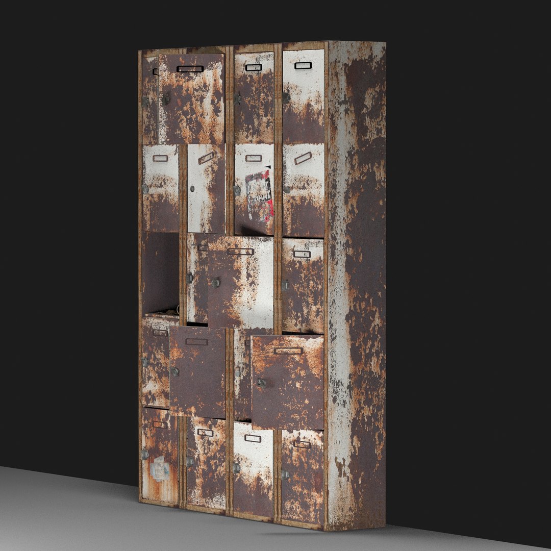 3D Model Rusty Weathered Metal Locker - TurboSquid 1392763