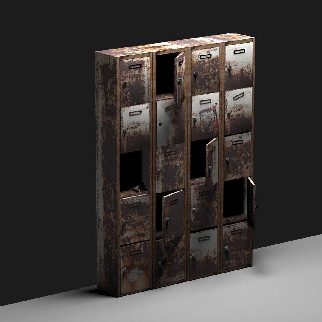 3D Model Rusty Weathered Metal Locker - TurboSquid 1392763