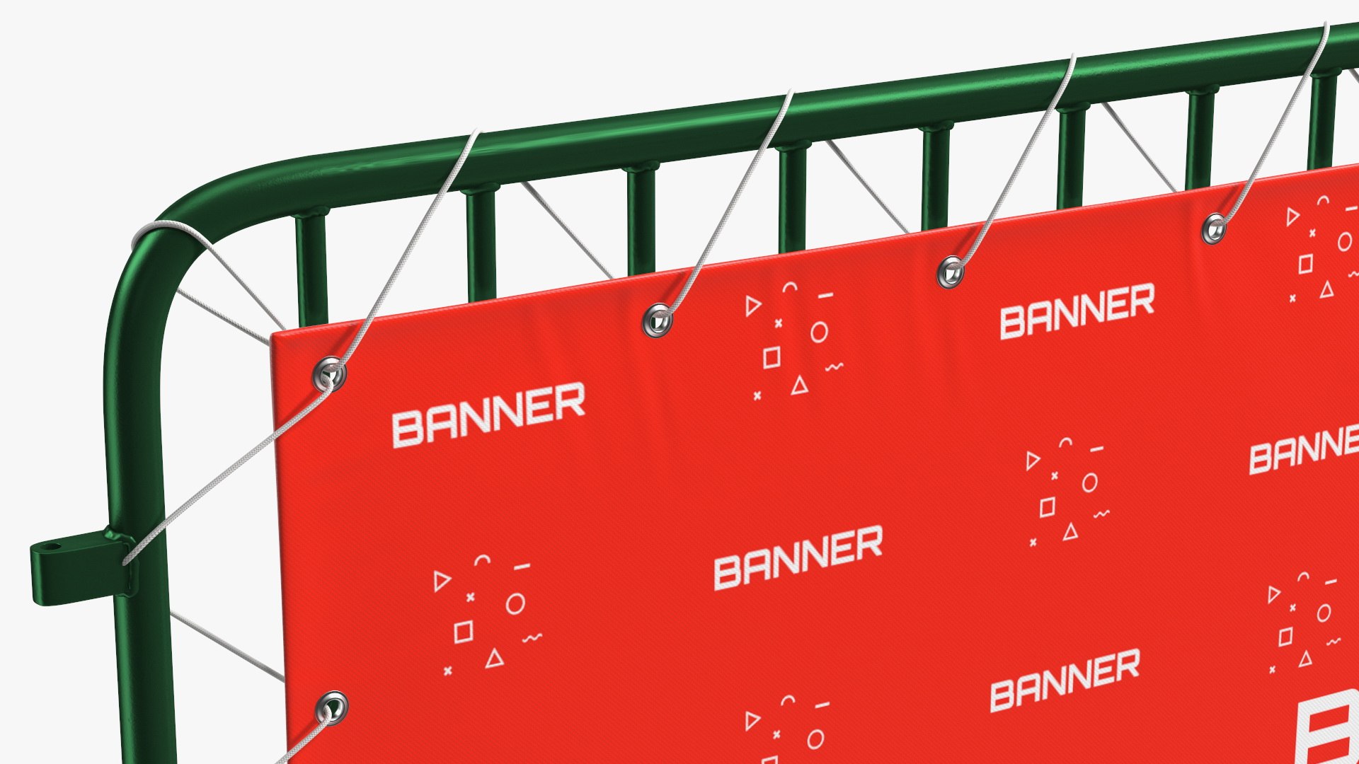 Green Interlocking Steel Barricade With Banner 3D - TurboSquid 2100773