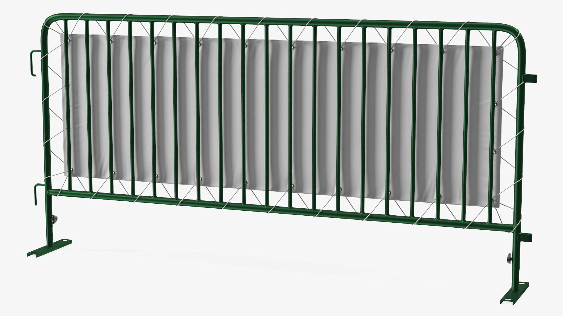 Green Interlocking Steel Barricade With Banner 3D - TurboSquid 2100773