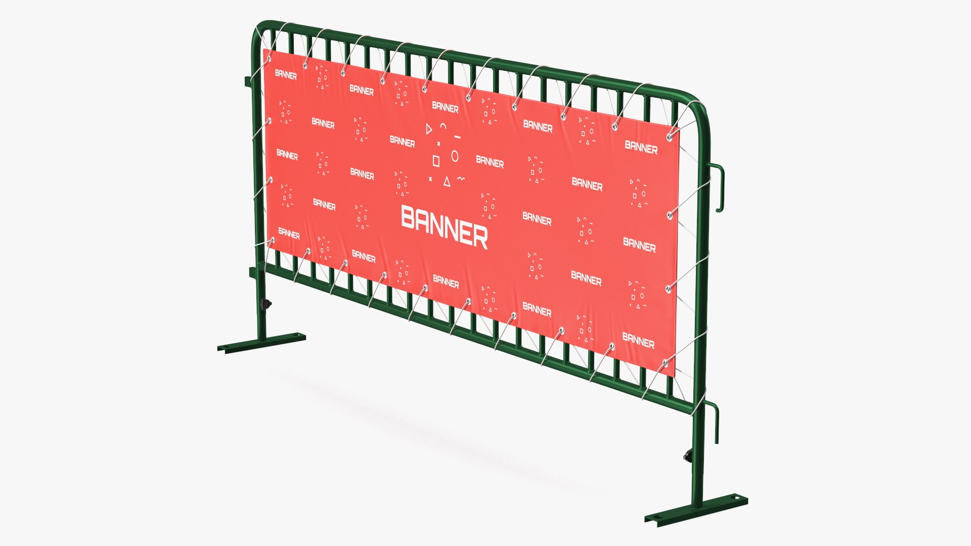 Green Interlocking Steel Barricade with Banner 3D - TurboSquid 2100773