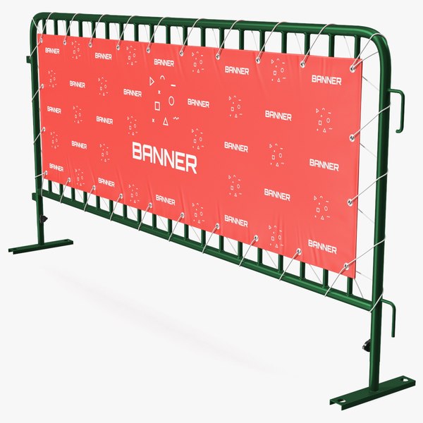 modèle 3D de Green Interlocking Steel Barricade with Banner ...
