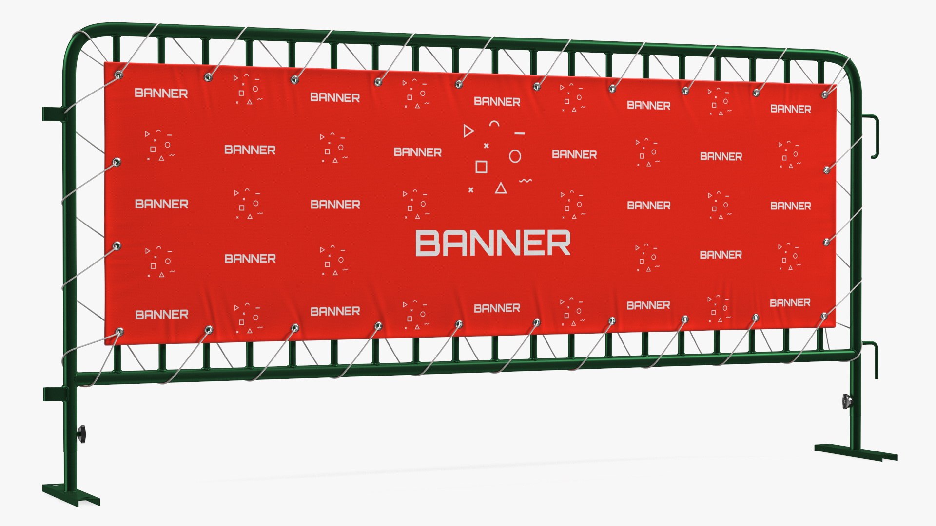 Green Interlocking Steel Barricade With Banner 3D - TurboSquid 2100773