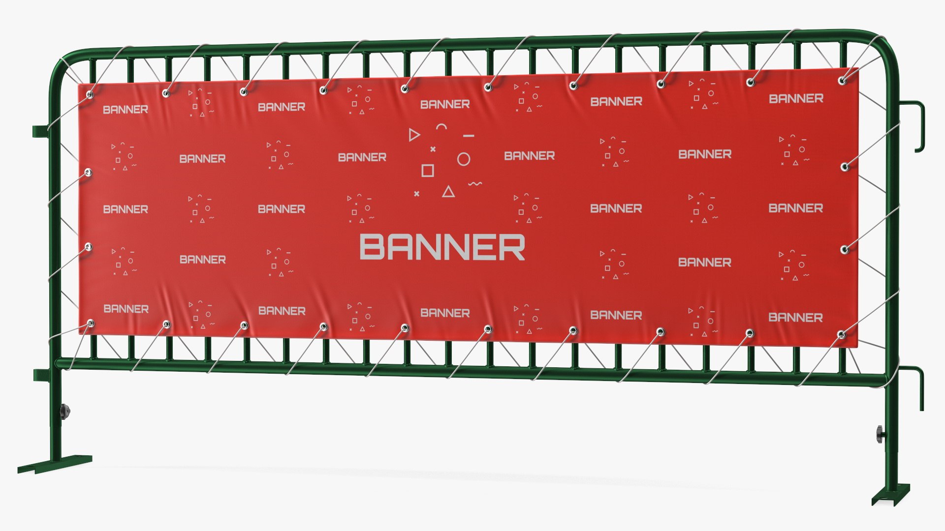 Green Interlocking Steel Barricade With Banner 3D - TurboSquid 2100773
