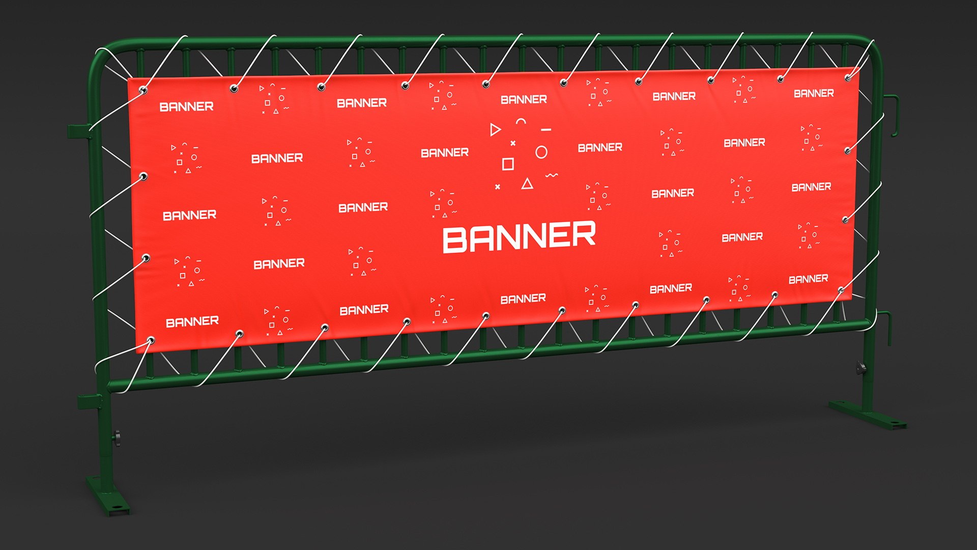 Green Interlocking Steel Barricade With Banner 3D - TurboSquid 2100773