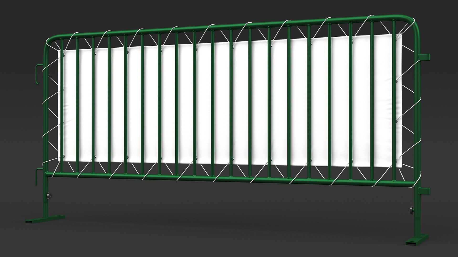 Green Interlocking Steel Barricade With Banner 3D - TurboSquid 2100773
