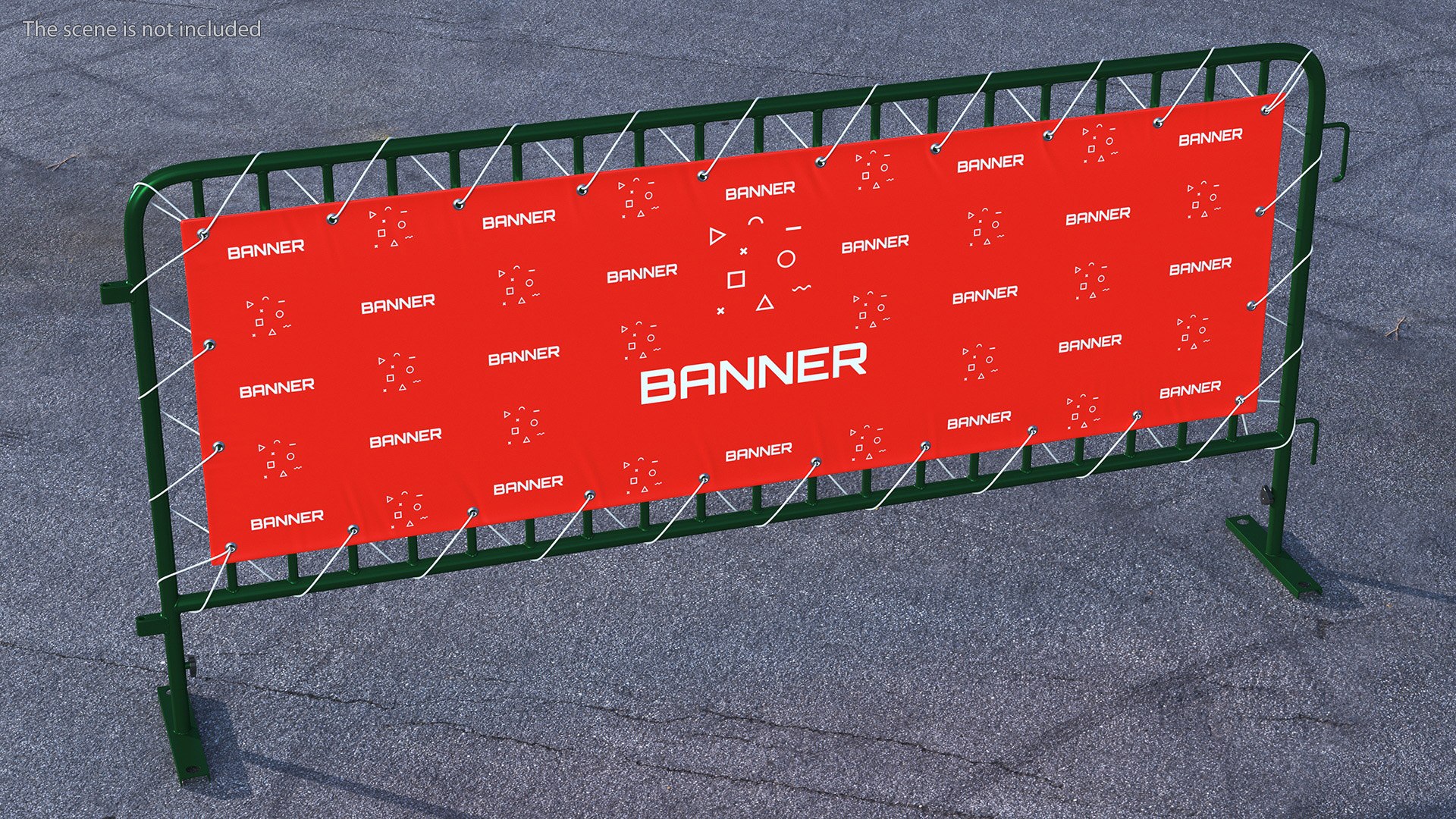 Green Interlocking Steel Barricade With Banner 3D - TurboSquid 2100773