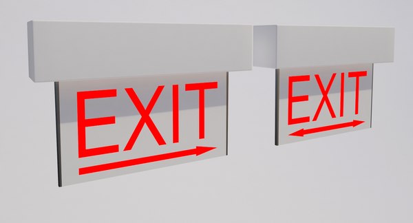 3d exit sign direction light