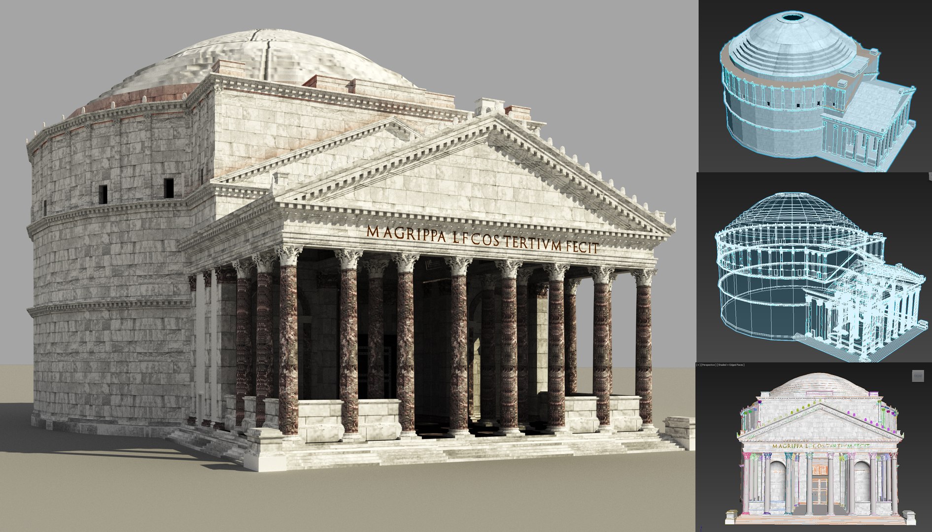 Pantheon Temple Rome Italy 3D - TurboSquid 1205599