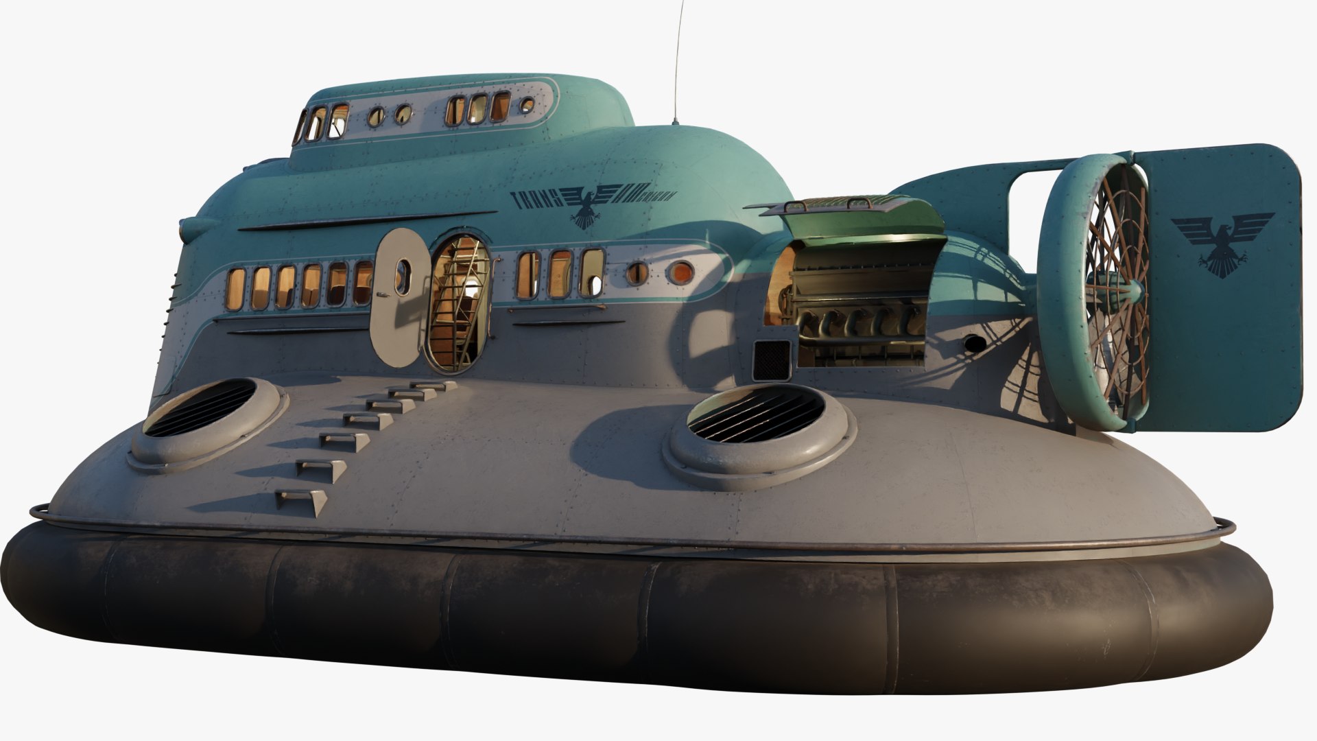 3D Dieselpunk Hovercraft With Complete Interior And PBR Materials ...